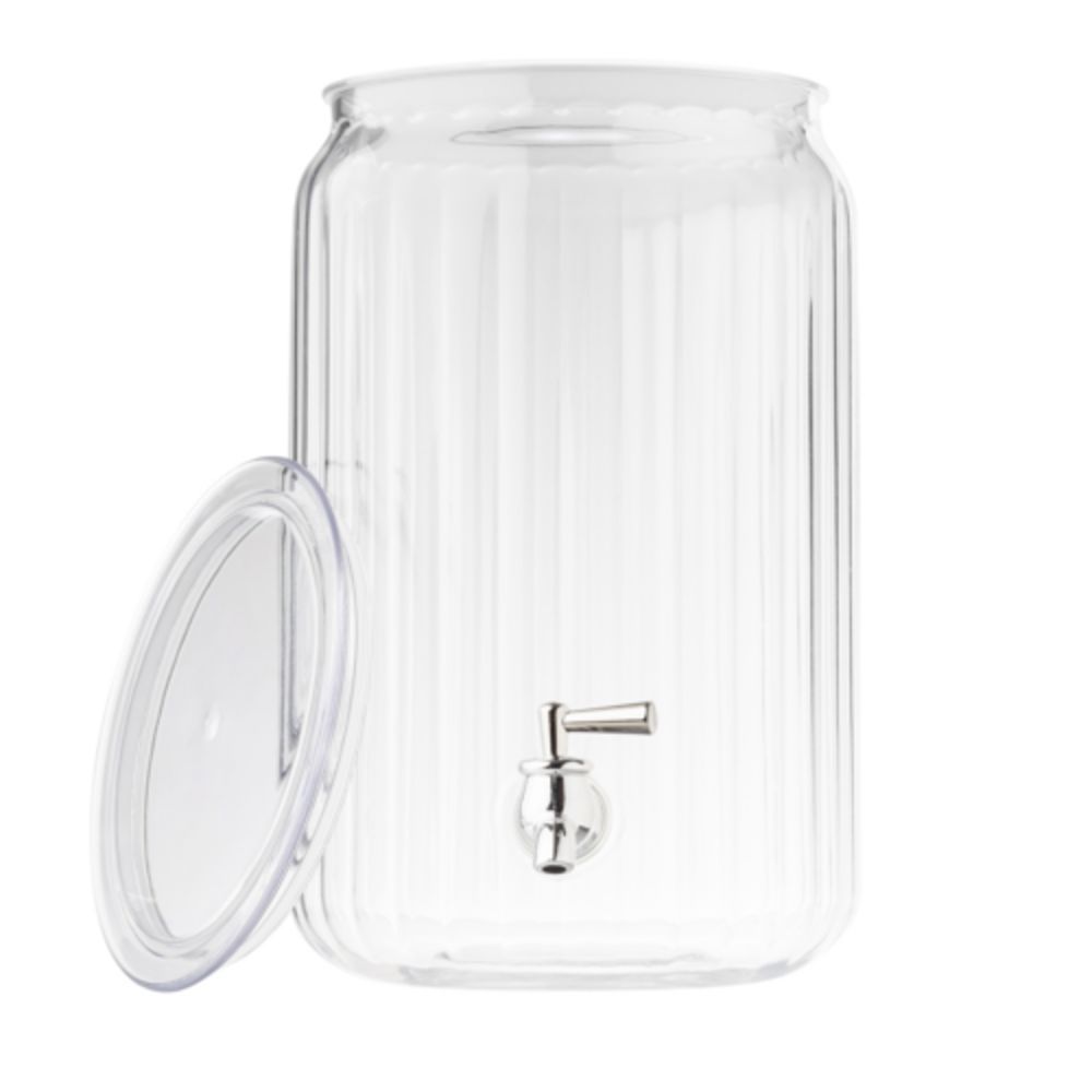 Tablecraft Round Fluted Beverage Dispenser 2 GAL - Gallon Clear 7.75"x9 ...
