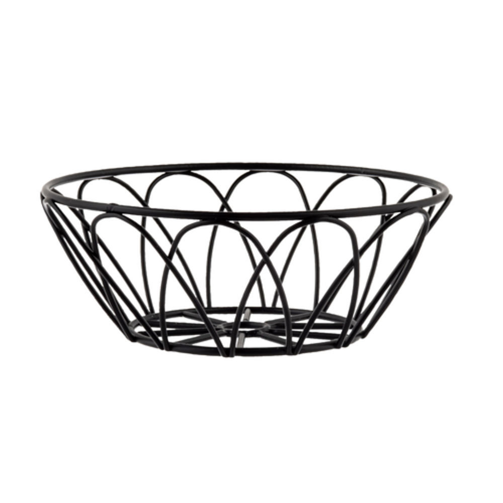 Tablecraft Petal Collection Round Serving Basket, Black Powder Coated Metal, 6 x 6 x 2.25