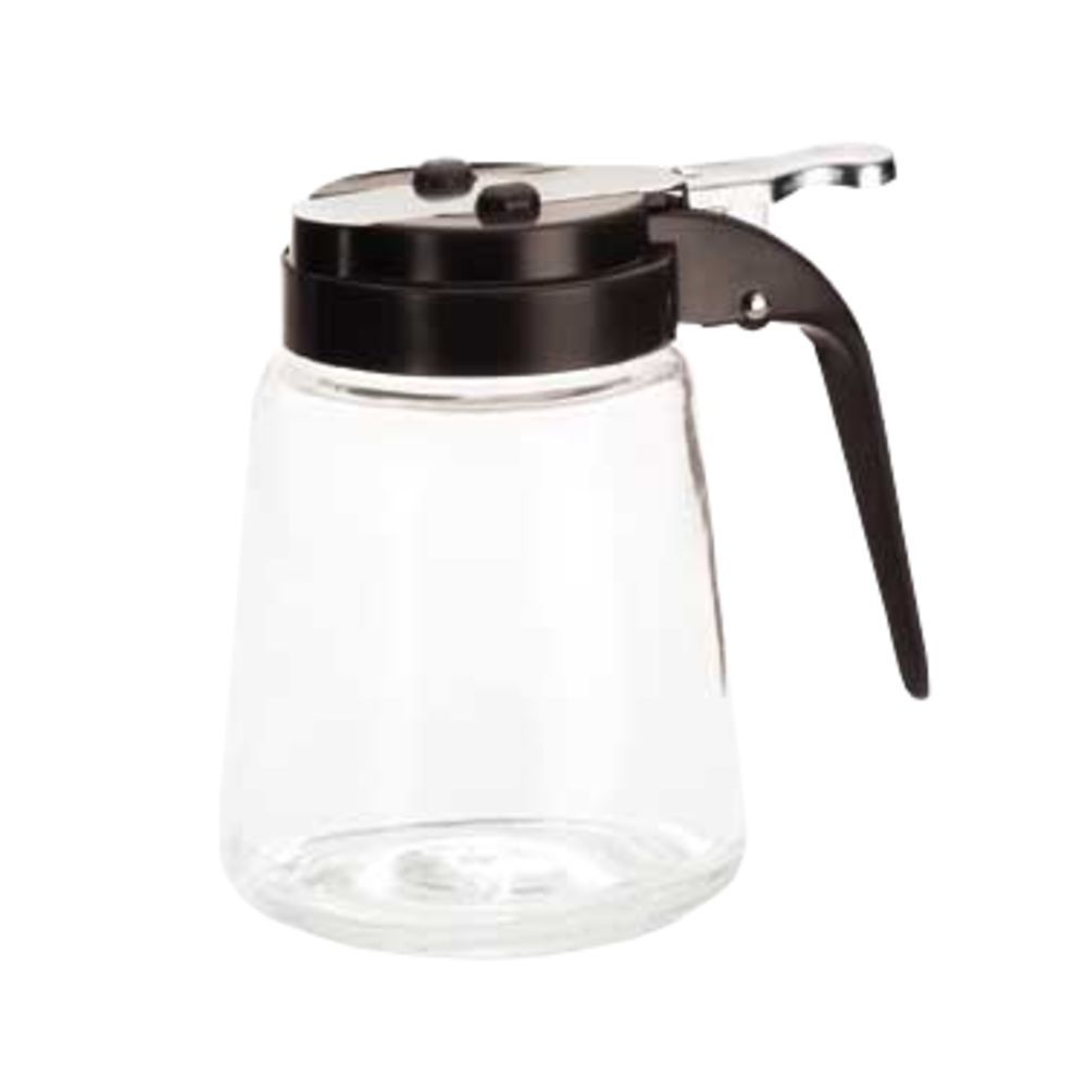 Tablecraft 12 oz Modern Glass Syrup Dispenser, Chrome Plated ABS Top ...