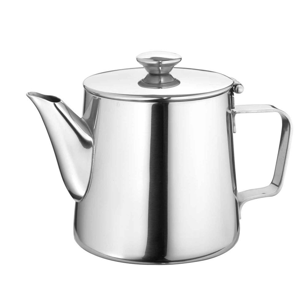 Tablecraft 64 oz Coffee Pot, Orange Handle, Stainless Steel Base