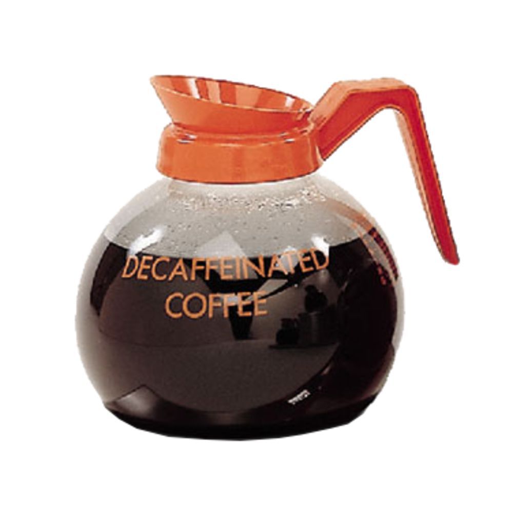 Tablecraft 64 oz Coffee Pot, Orange Handle, Stainless Steel Base