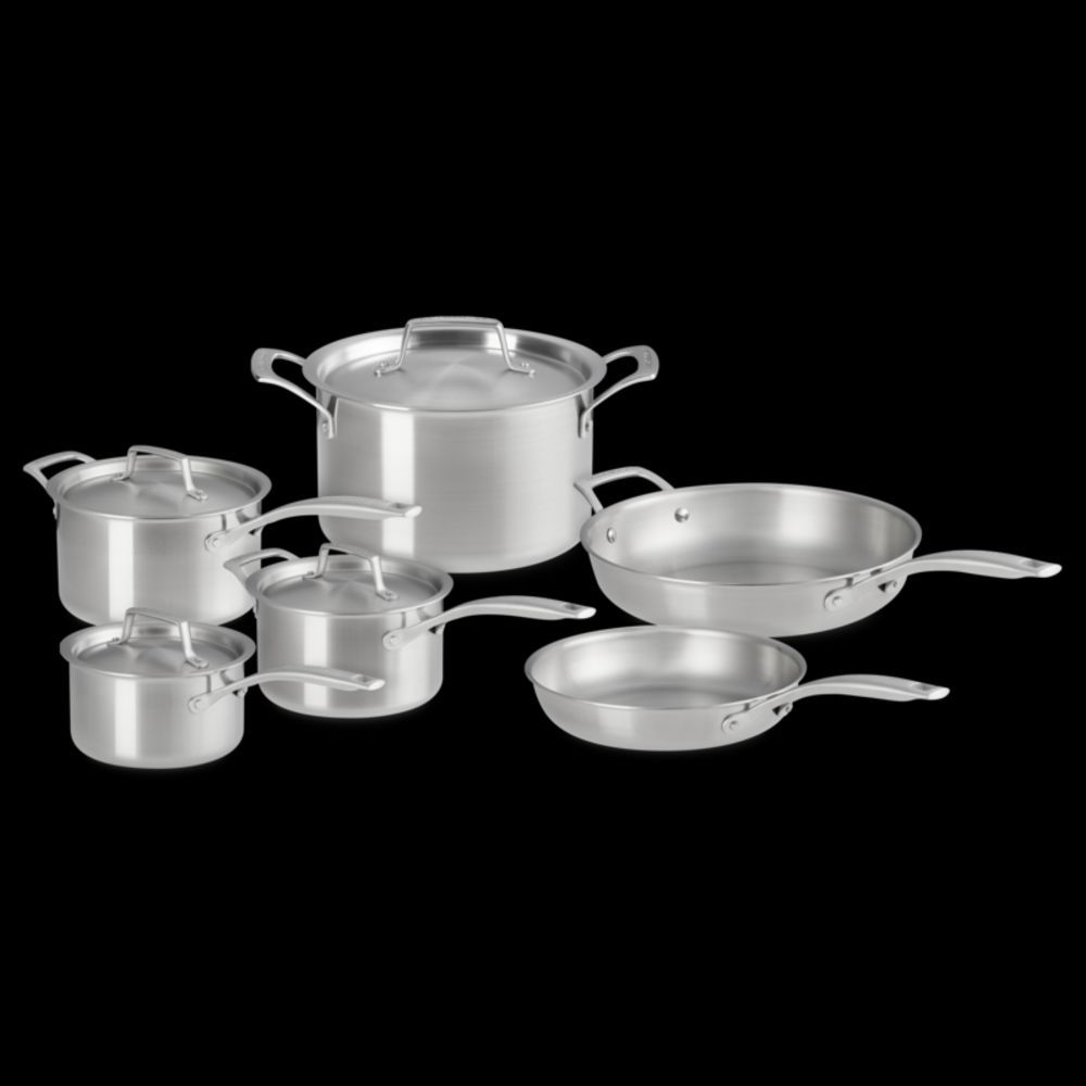 Le Creuset 10 Piece Set Essential Stainless Steel (9.5" Fry Pan, 11 ...