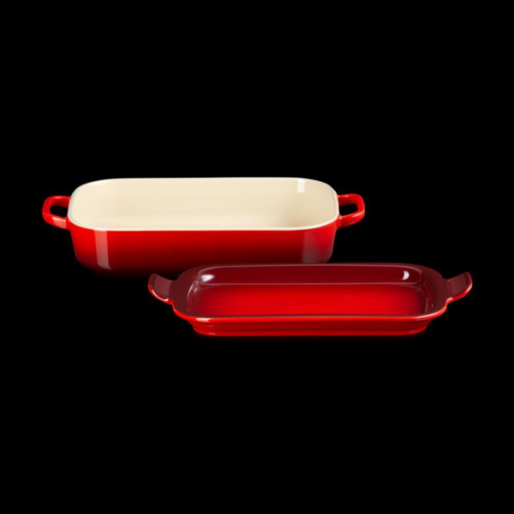 Le Creuset Rectangular Dish with Platter Lid, 3 qt., 12-1/4" x 8-3/8" x ...