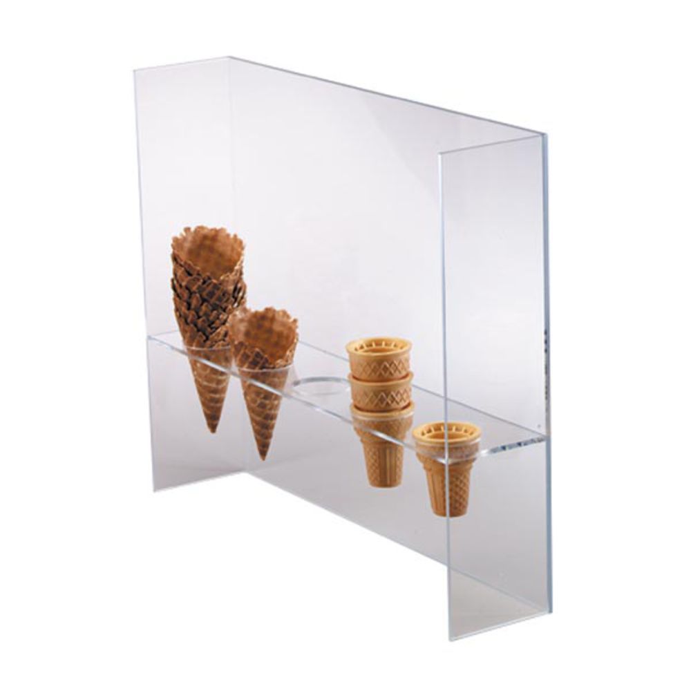 Dispense-Rite Five section cone stand with shield - Clear Acrylic