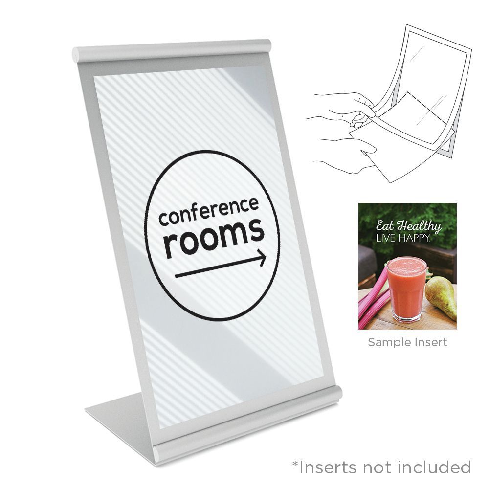 VGS silver countertop display sign holder with magnetic lift-up cover ...