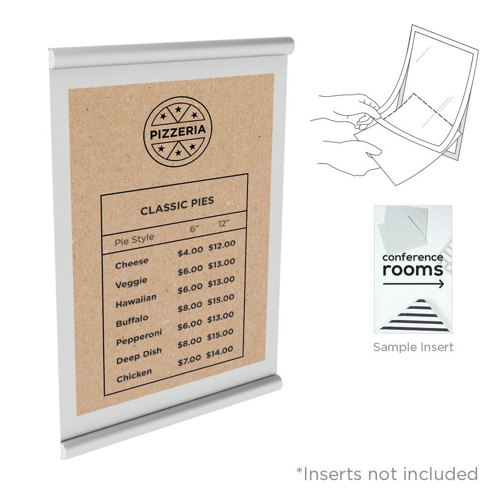 VGS wall mount sign holder with magnetic lift-up cover for easy insert ...