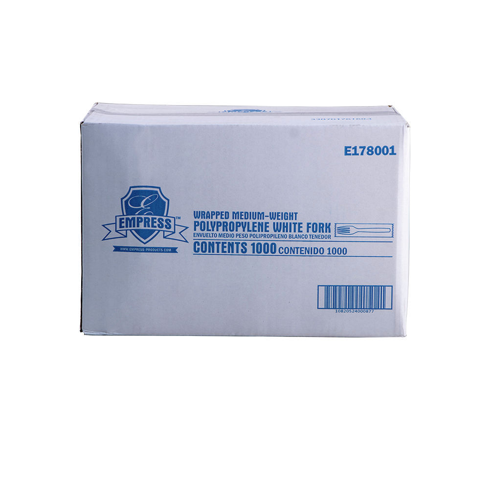 Empress Medium Weight Fork Polypro - White Wrapped Dense Pack, 1000 / c