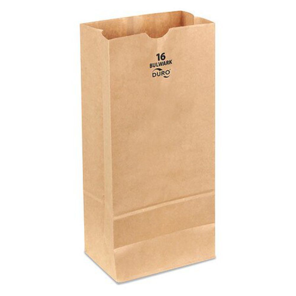 Duro 1/6 BBL 57# Basis Grocery Bag - Kraft 12" X 7" X 17", 500 / cs