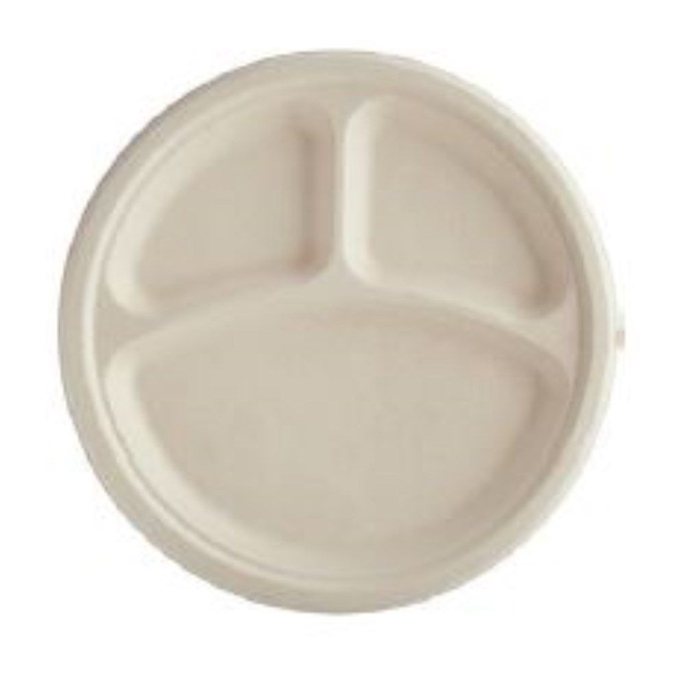 Ecosystems PLATE, 10" MOLDED FIBER, KRAFT, 3-COMPARTMENT, PACKED 4/125 ...