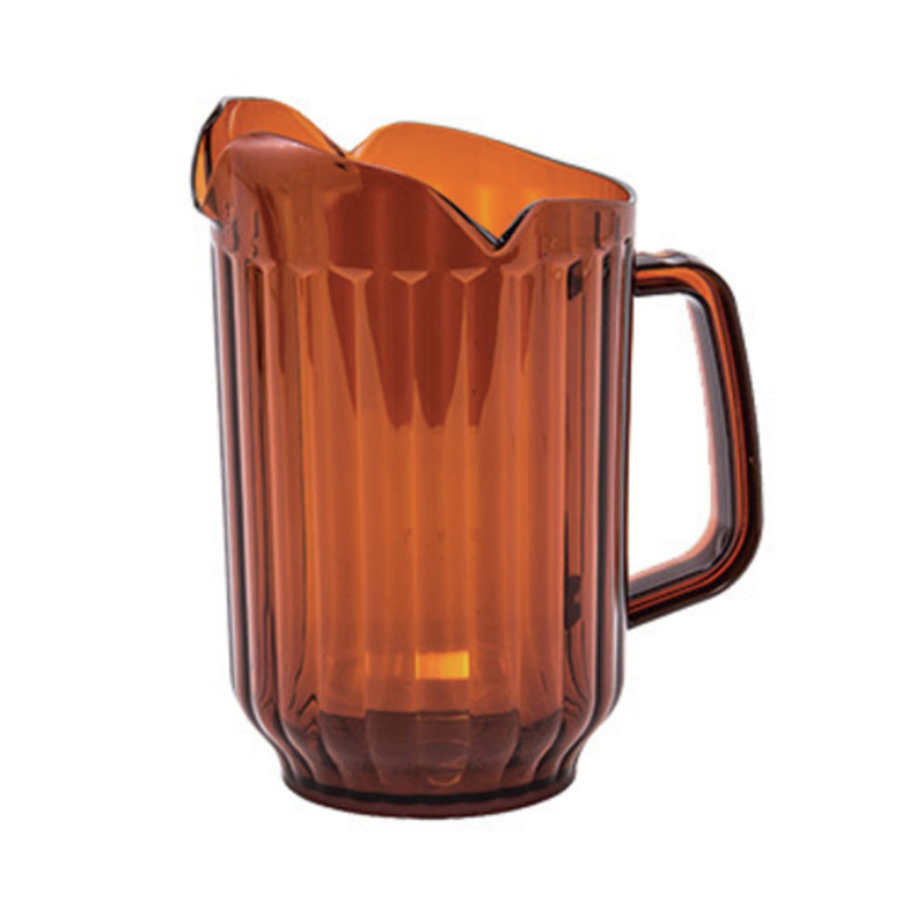 Winco 60oz PC Pitcher, 3 Spout, Amber