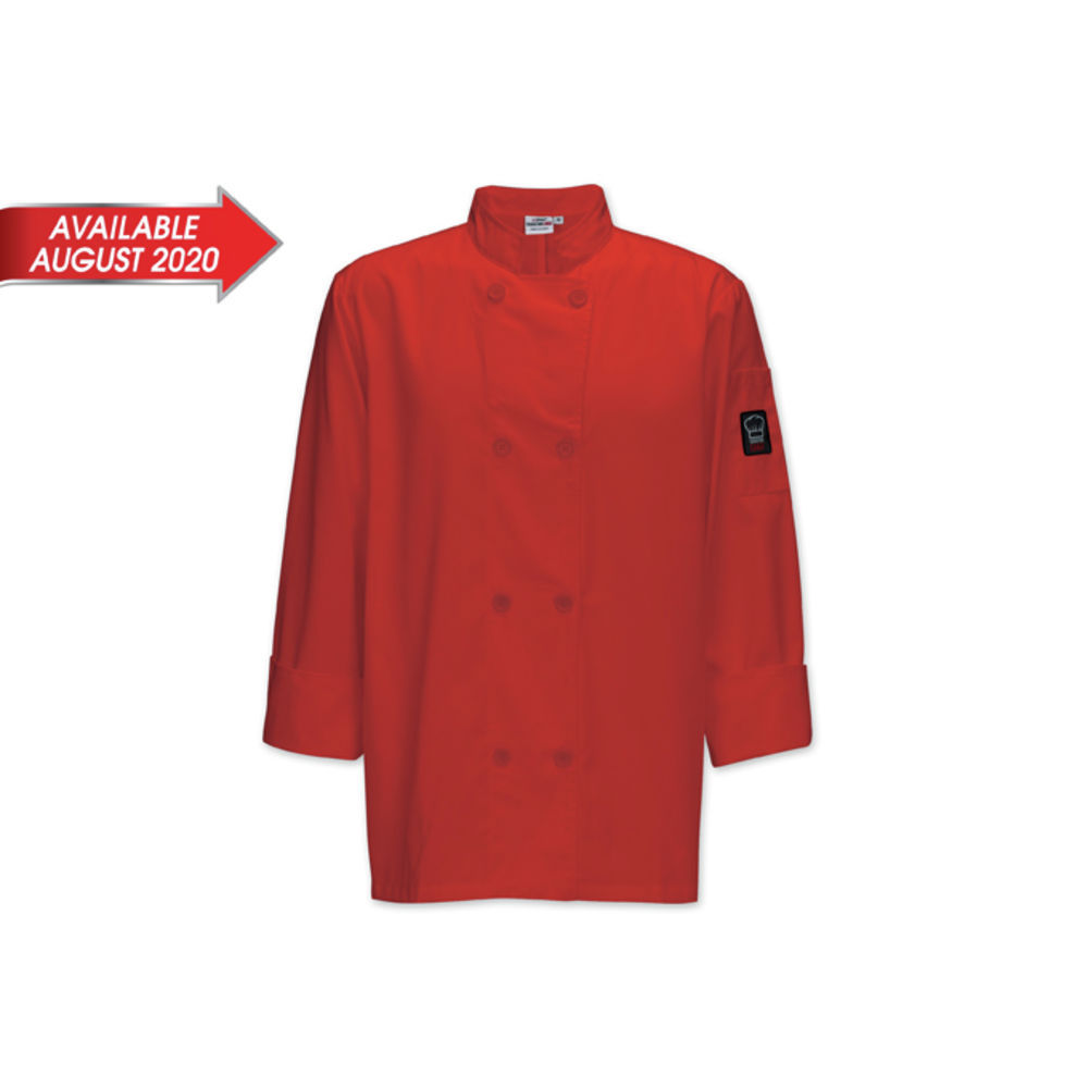 Winco Signature Chef Tapered Chef Men's Jacket, Red, M