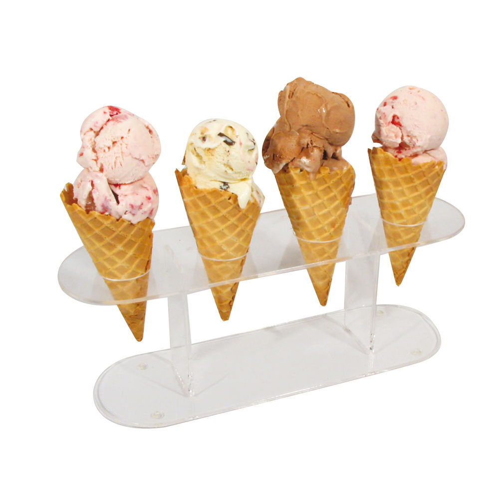 Winco Ice Cream/Waffle Cone Stand, 12" x 4" x 4-1/2"H- (4) holes