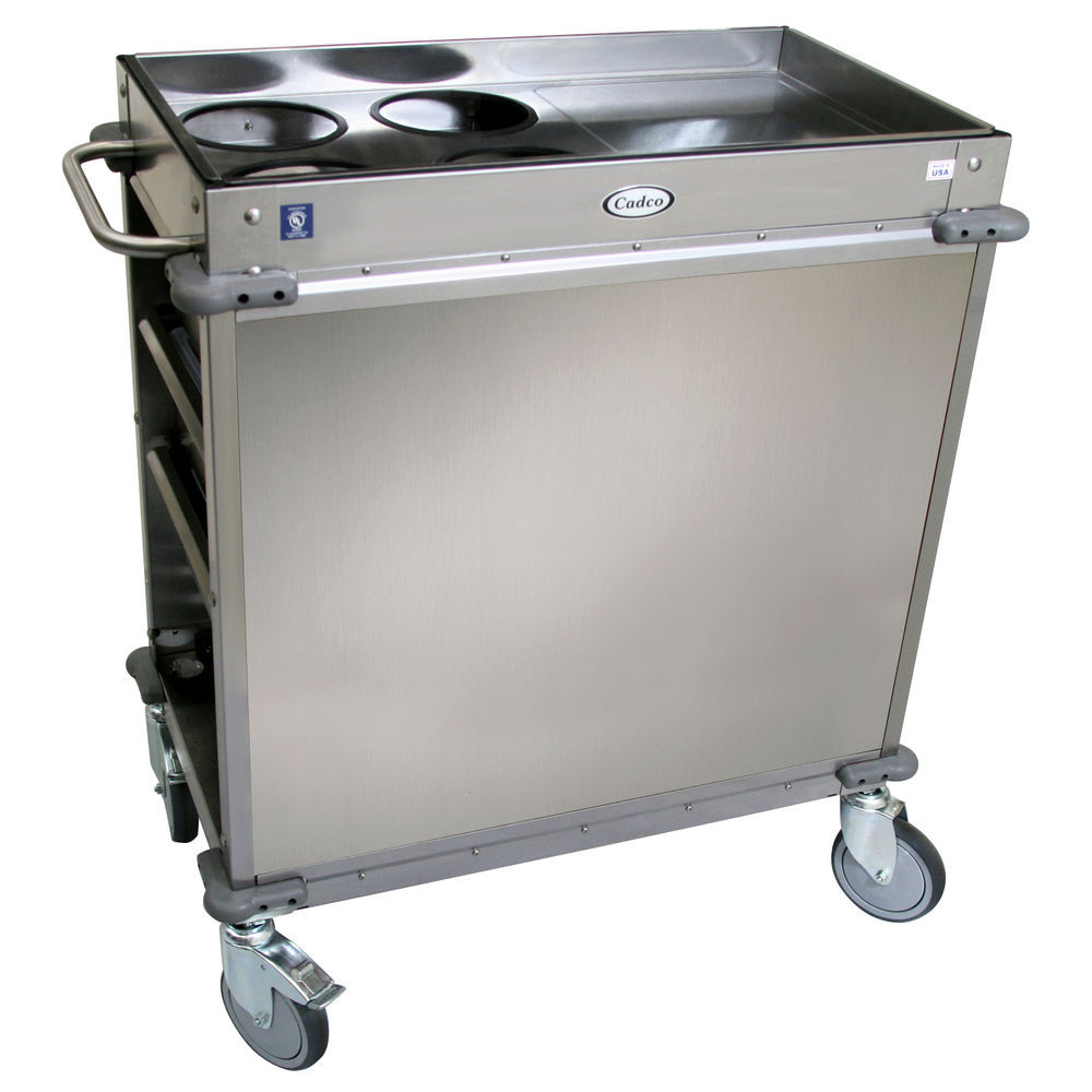 Cadco MobileServ Beverage Cart - 4 Air Pot Wells, Stainless Panels
