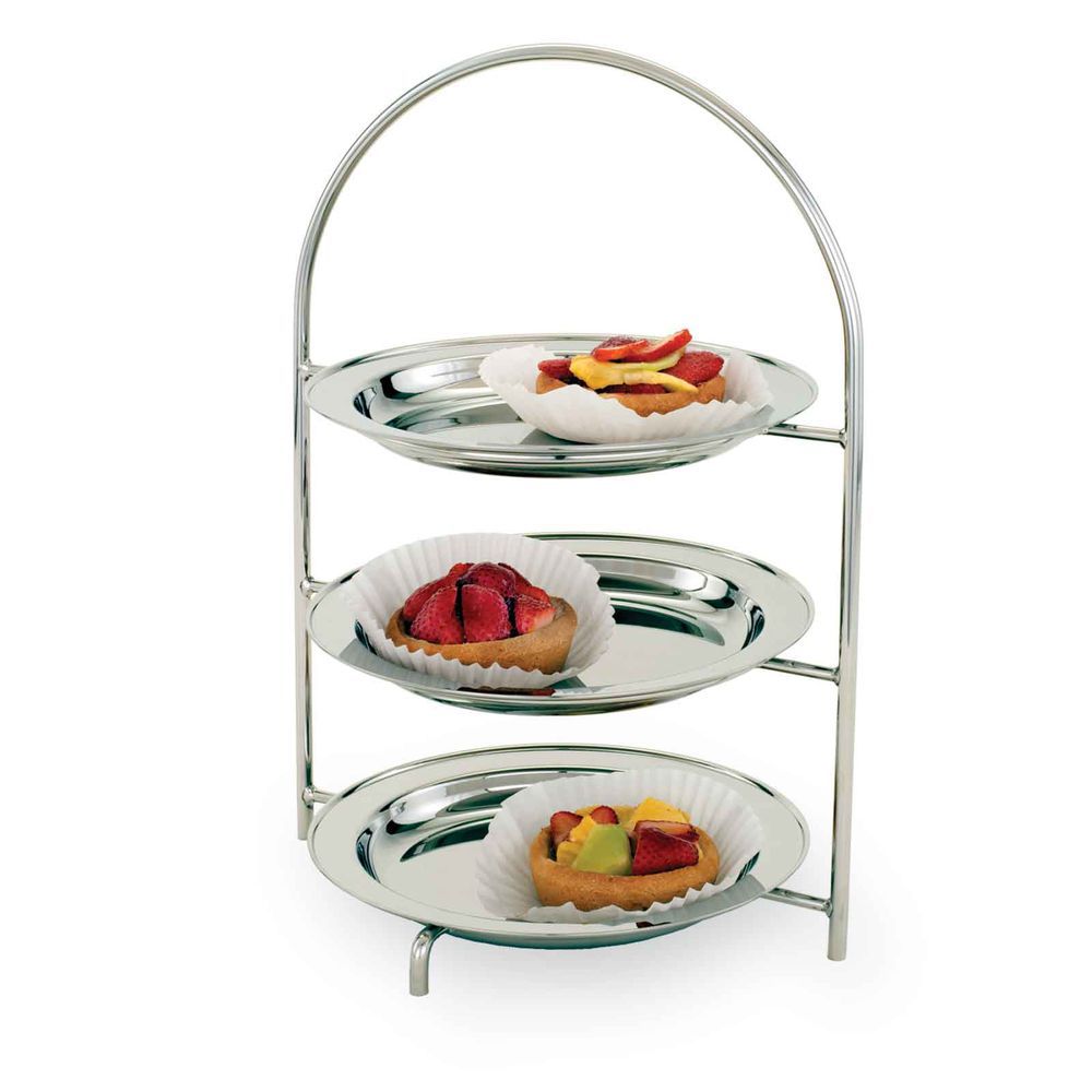 Tablecraft Four-Tiered Stand, Round, Black Powder Coated Metal, 9" dia ...