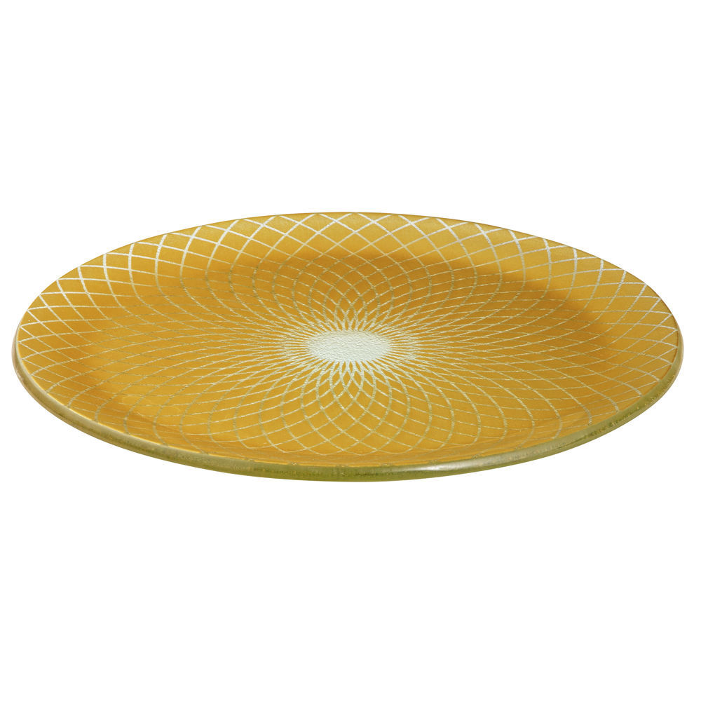 Rosseto Spiro Gold 13" Round Handmade Glass Platter, SET of 2