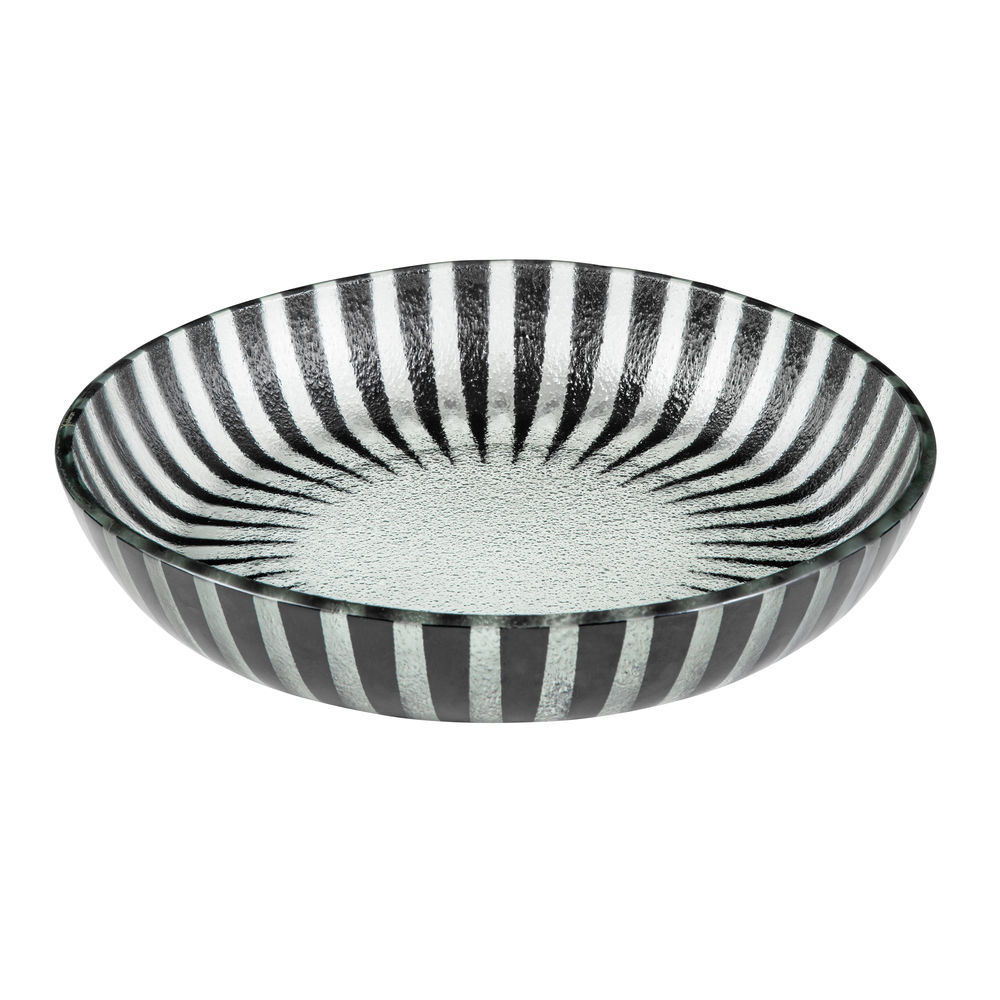 Rosseto Stelo Black 11" Round Shallow Handmade Glass Bowl, SET of 2