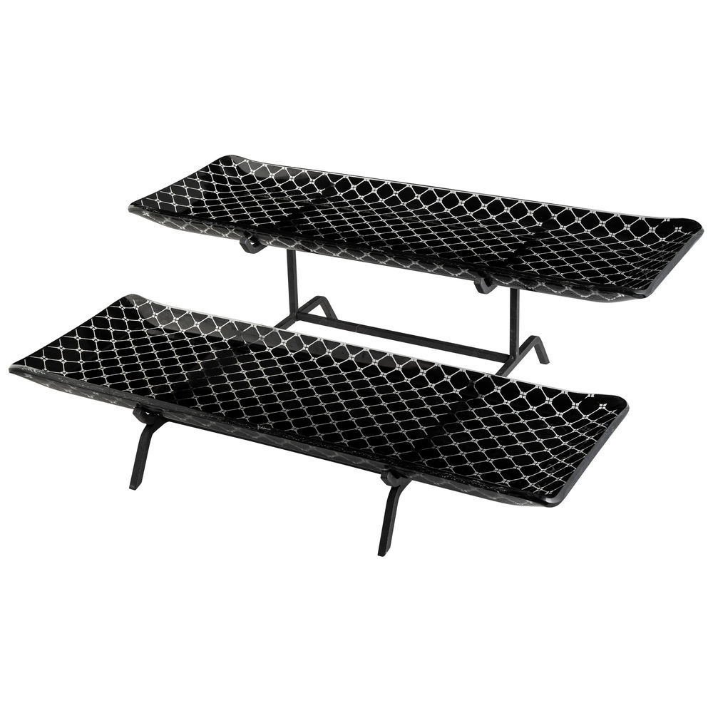 Rosseto 2 Level Blk Metal Flat Packed Stand with Two Zenit Black Large ...