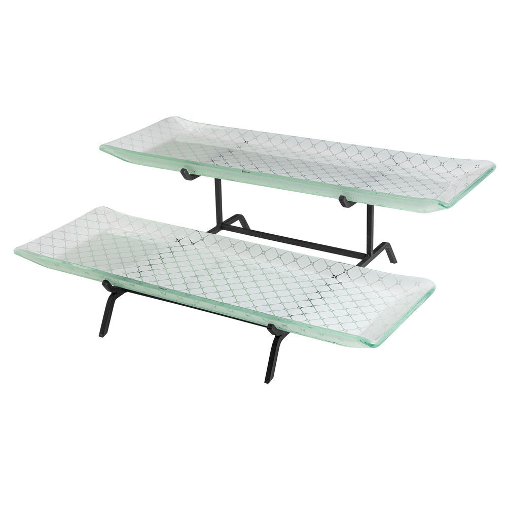 Rosseto 2 Level Blk Metal Flat Packed Stand with Two Zenit White Large ...