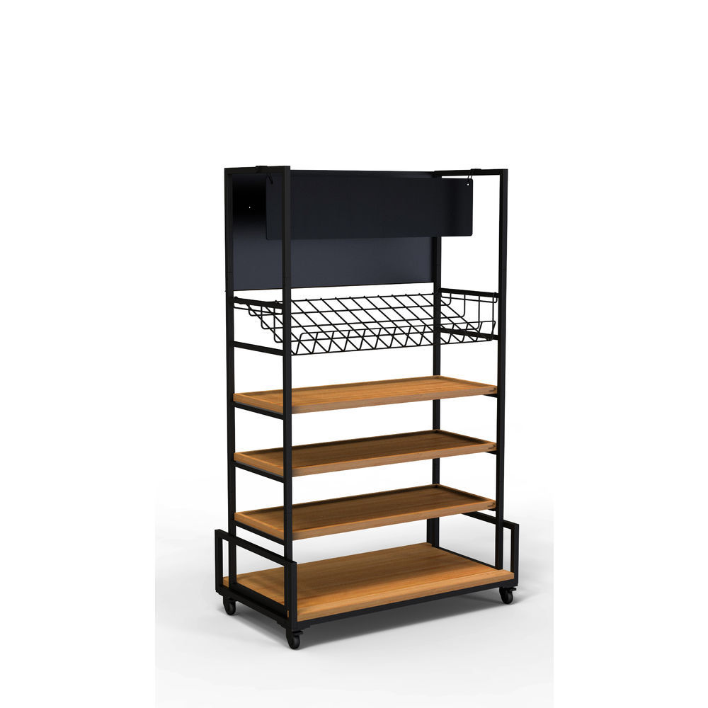 Rosseto Modulite Cart Kit C - Basic, 3 Bamboo Shelves, and Wire Shelf ...