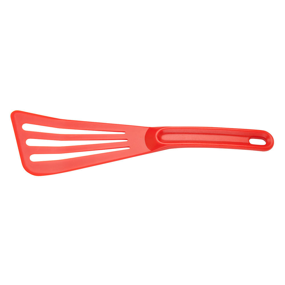 Mercer Hell's Tools 12" x 3 1/2" Slotted Spatula - Red