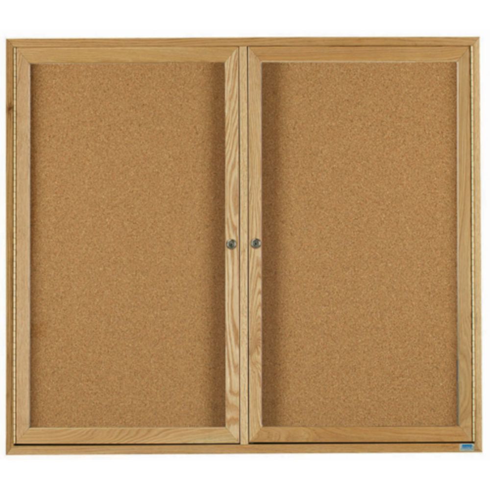 Aarco Products Aarco Enclosed Bulletin Board with Cork Back Panel and a Red Oak Frame. 36"Hx48"W ...