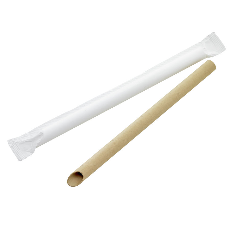 Packnwood Kraft Beveled Straw For Bubble Tea - Individually Wrapped - L ...