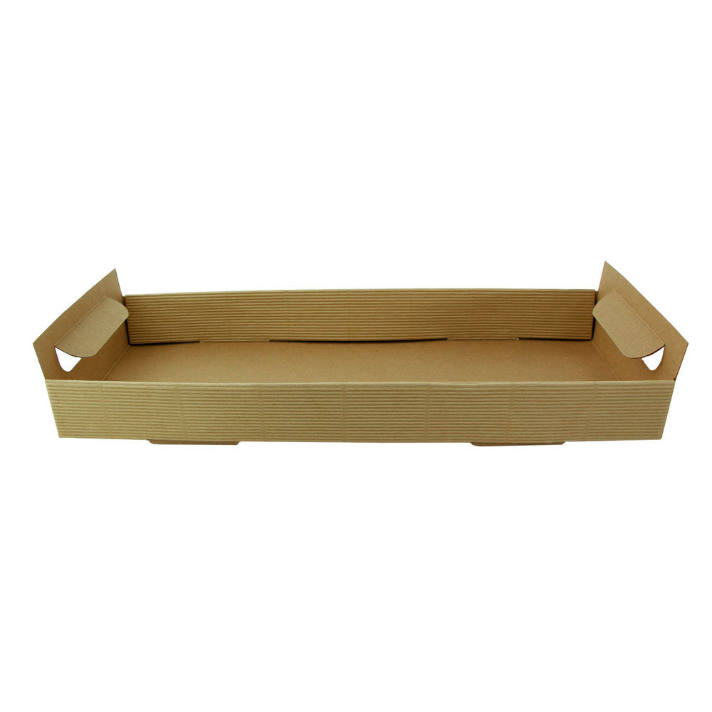 Packnwood Kraft Paper Tray with Handles - 15 x 6 x 1.7in - 200 pcs