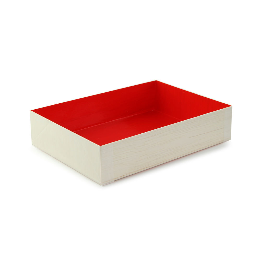 Packnwood Wooden Folding Box with Red Shiny Interior,100/cs
