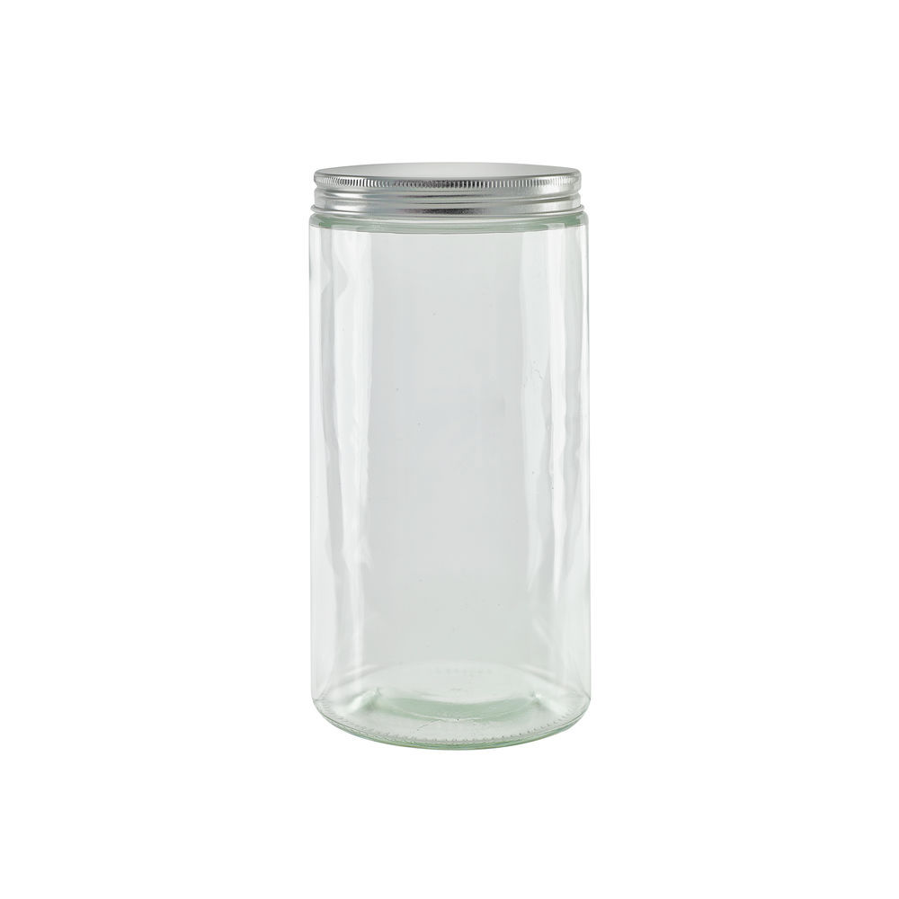 Packnwood Round jar glass with aluminium cap - 33.8oz D:3.42in W:3.66in ...