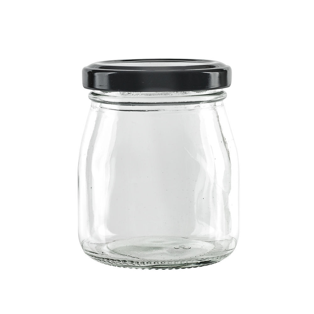 Packnwood Smooth pudding jar with twist cap (black cap) - 5oz D:2.36in ...