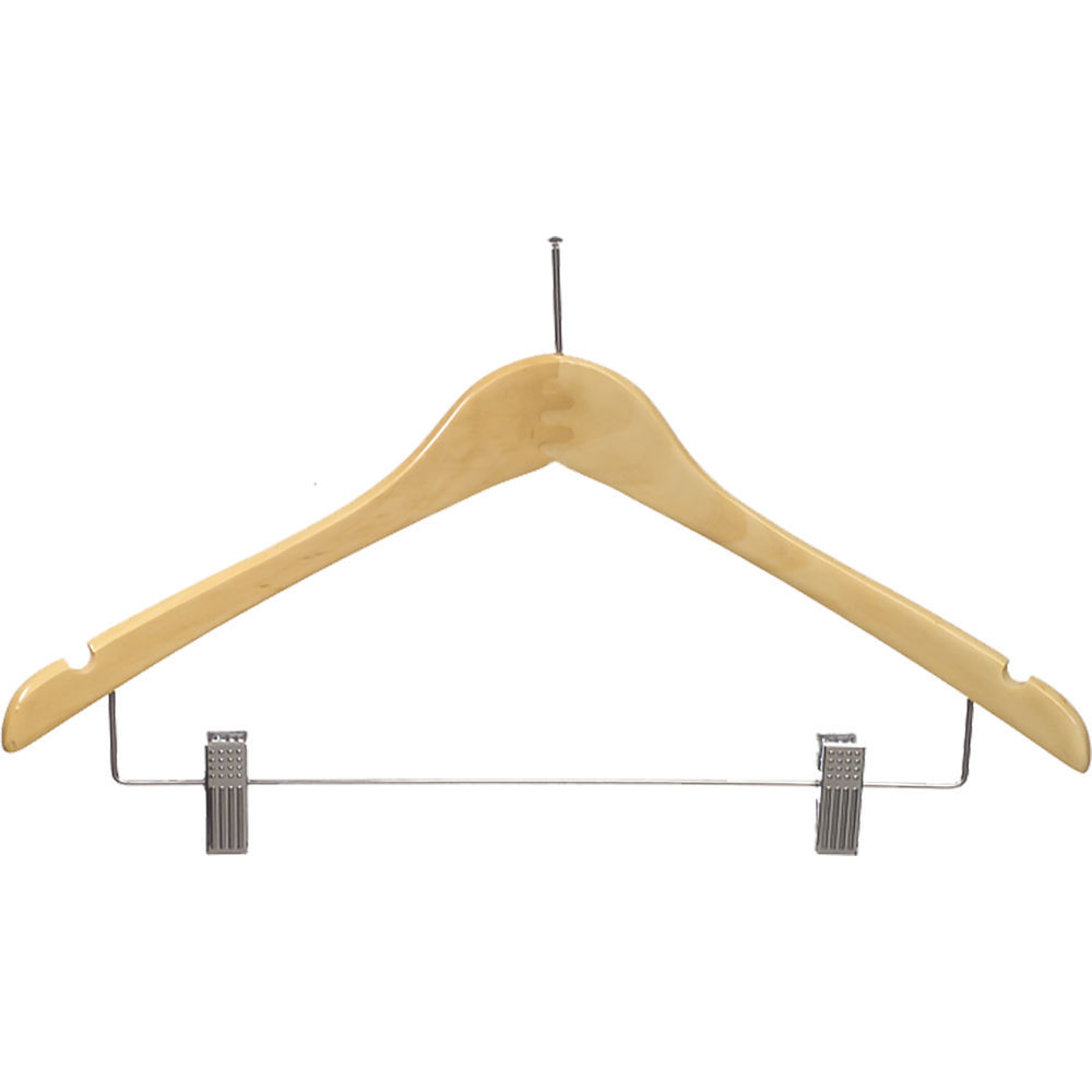 International Hanger Natural Alder Combo Hanger W/ Clips & Notches (17 ...