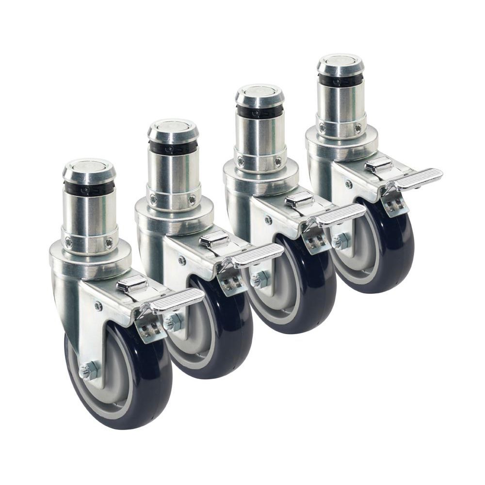 Krowne Royal Series Stem Caster With 4" Locking Wheels (Set Of 4)