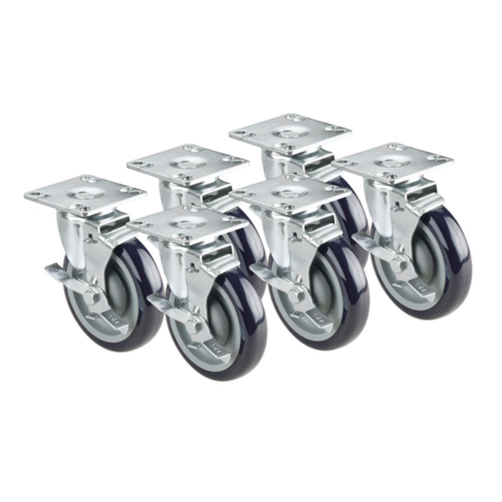 Krowne 6" Overall Casters For Refrigeration, 5" Wheels, Set Of 6
