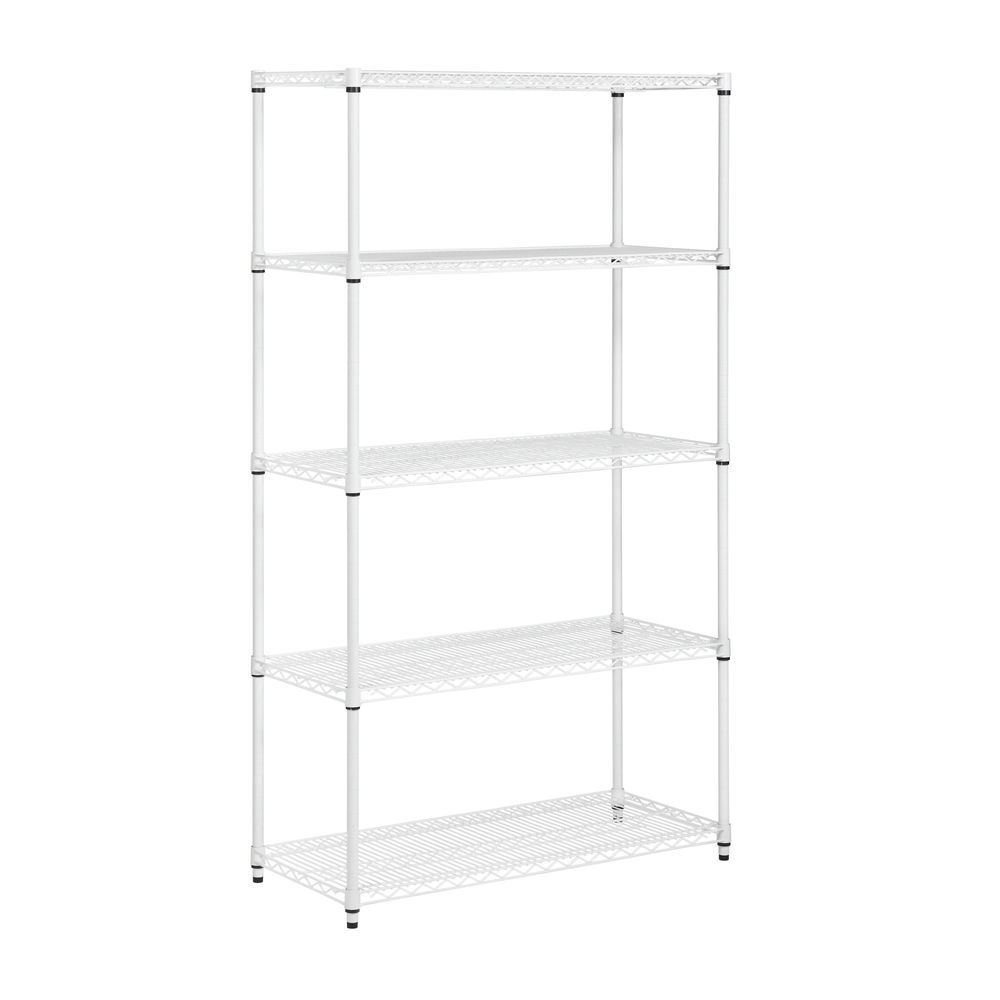 Honey Can Do 5 Tier Heavy Duty Adjustable Shelving Unit with 800 lb Shelf Capacity White