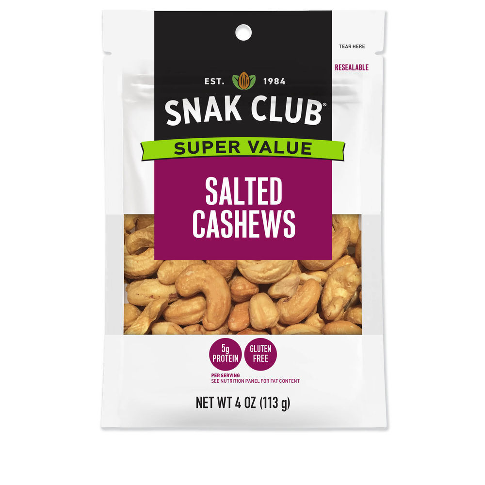 SNAK CLUB CENTURY SNACKS-Snak Club Super Value Salted Cashews 4 Ounce ...