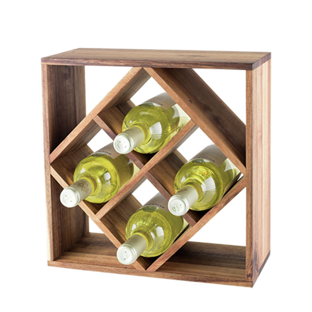 Twine Rustic Farmhouse: Acacia Wood Lattice Wine Rack by Twine