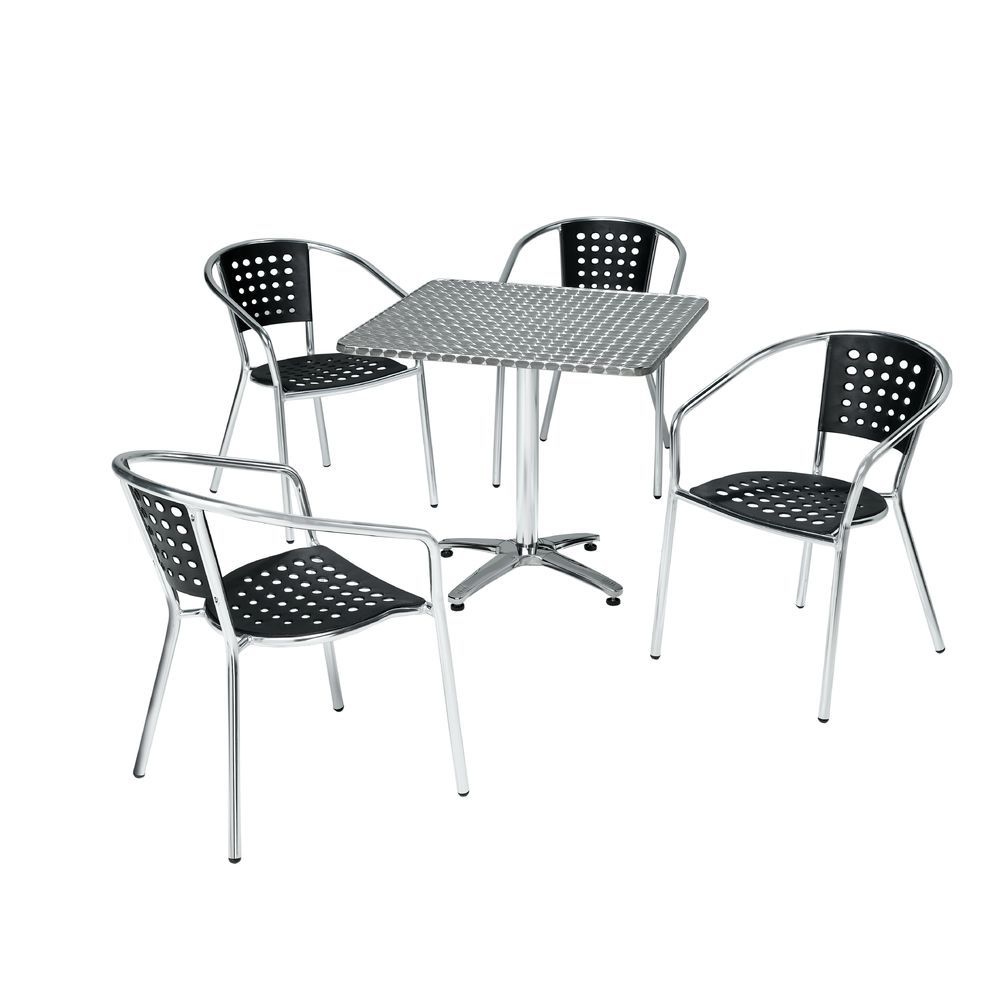 Premier Furniture BLACK PLASTIC CHAIR WITH ARMS CHROME FRAME Restaurant Furniture