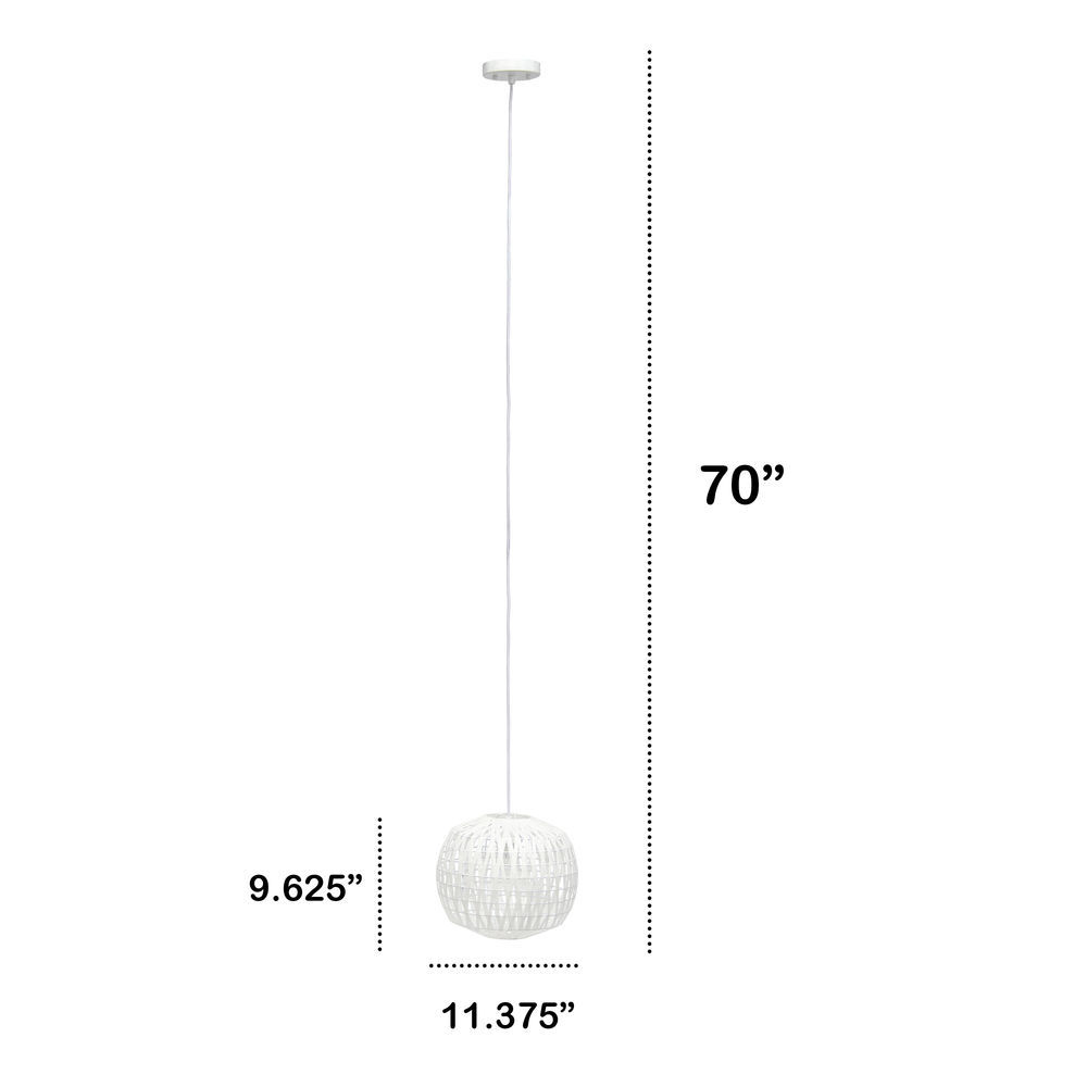 Lalia Home 1-Light 11.38" Bohemian Farmhouse Coastal Woven Paper Shade ...