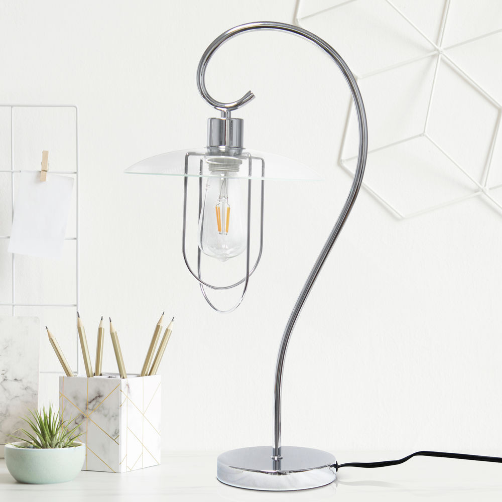 Lalia Home Modern Metal Scroll Table Lamp, Chrome