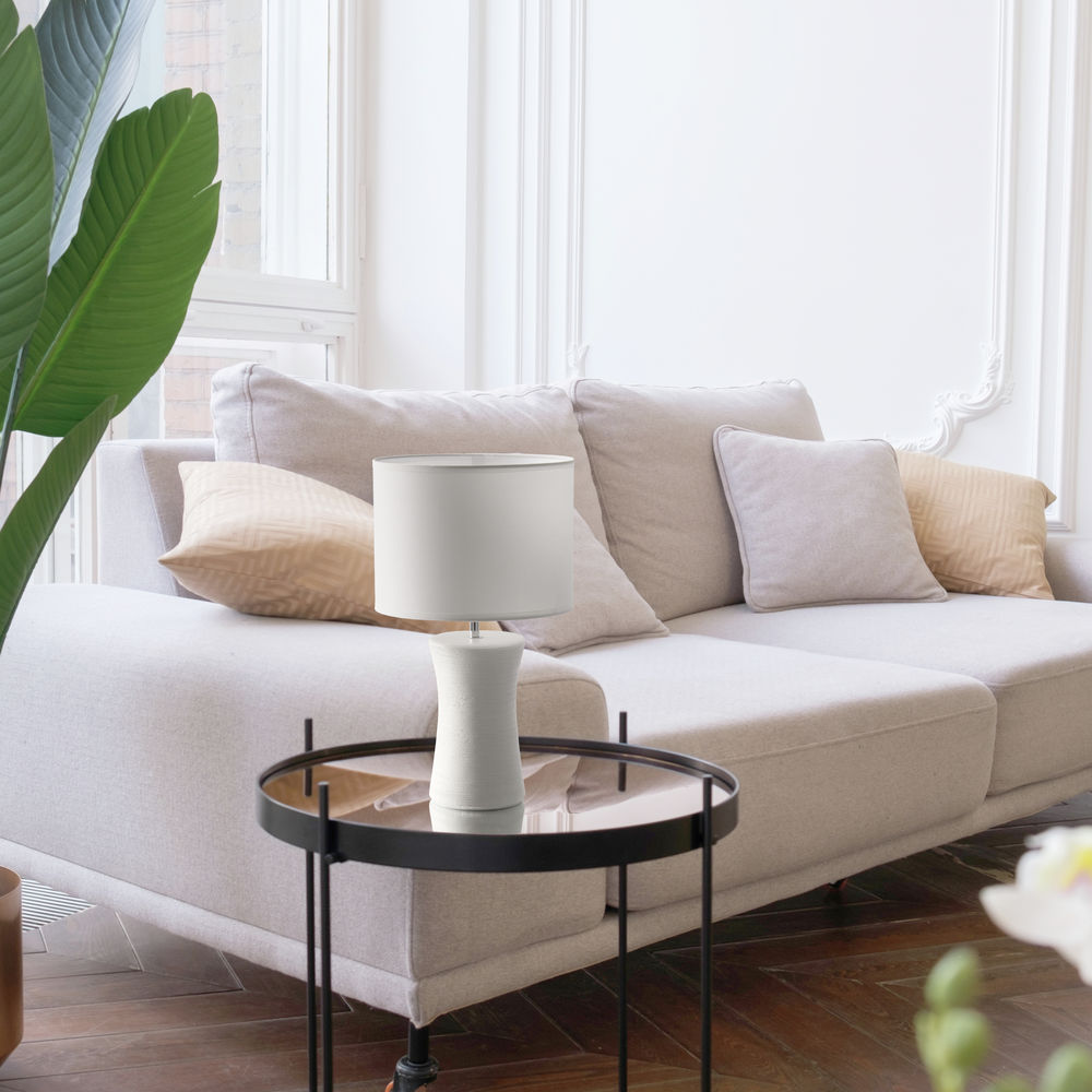 Simple Designs Ceramic Hourglass Table Lamp, Off White