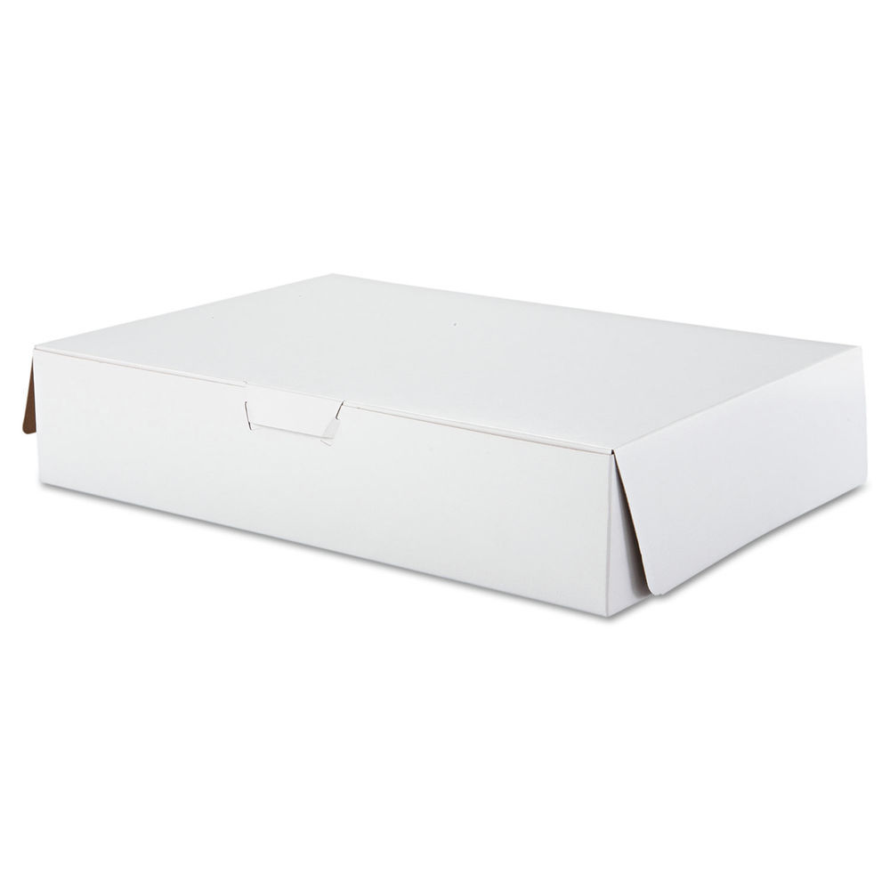 SCT White One-Piece Non-Window Bakery Boxes, 1/2-Sheet Cake Box, 19 x 14 x 4, White, Paper, 50 ...