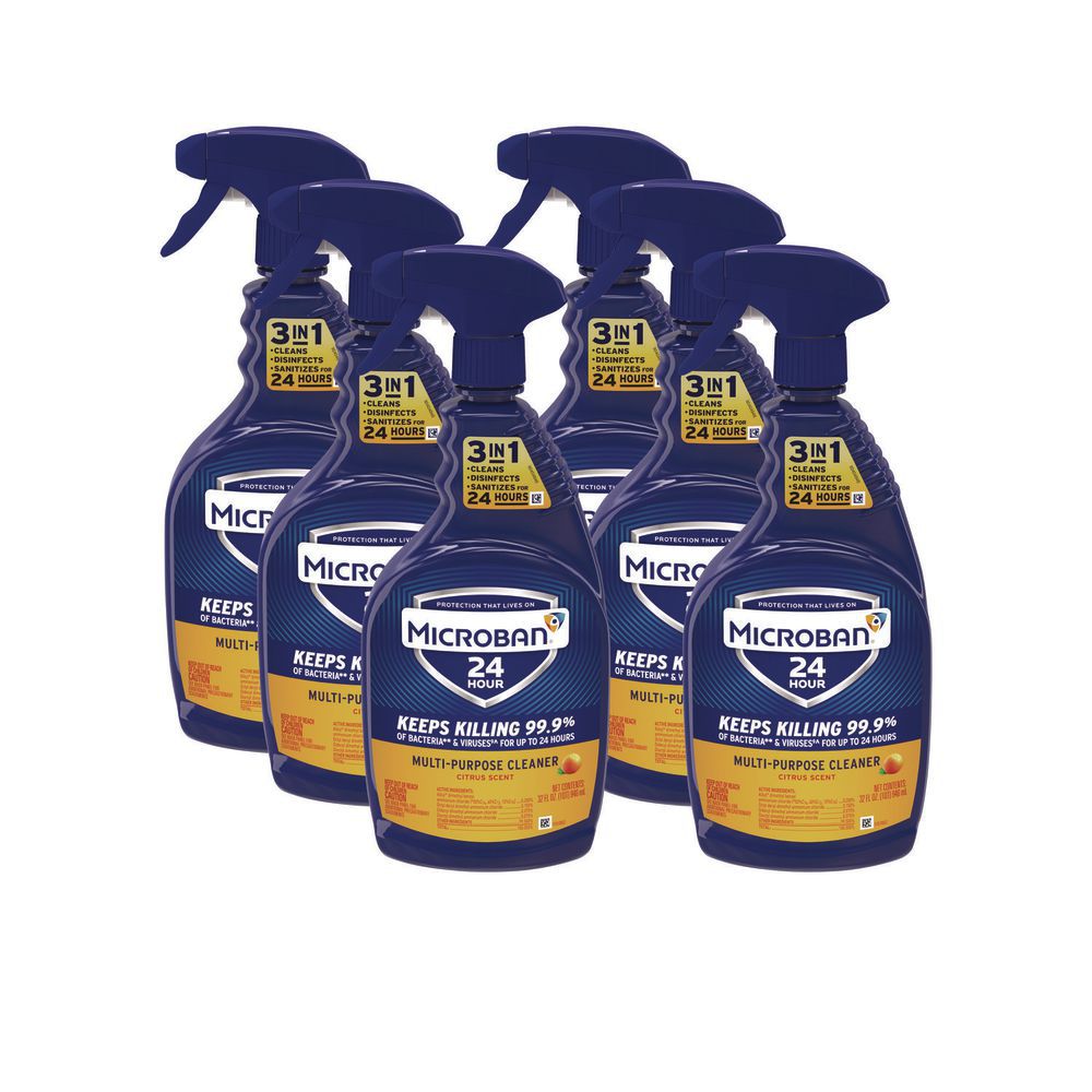 Microban 24-Hour Disinfectant Multipurpose Cleaner, Citrus, 32 Oz Spray ...