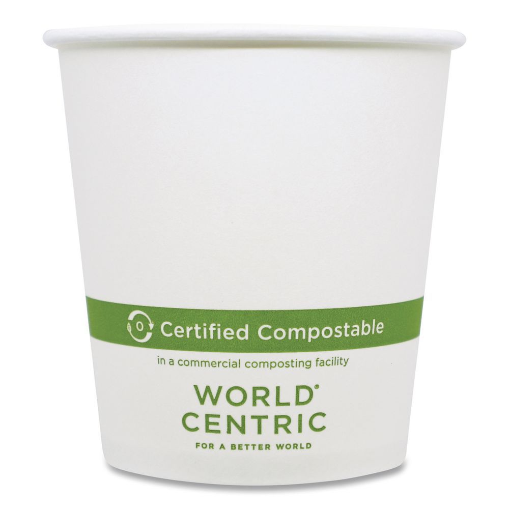 World Centric Paper Hot Cups, 10 oz, White, 1,000/Carton