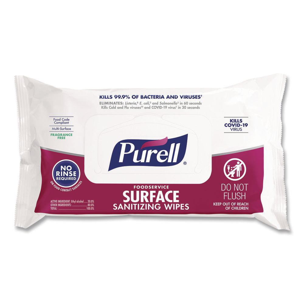 PURELL Foodservice Surface Sanitizing Wipes, 1-Ply, 7.4 x 9, Fragrance ...