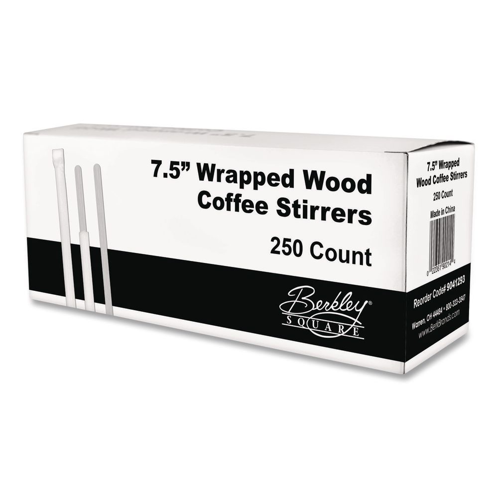 Berkley Square Wrapped Wood Stirrers, 7.5", 250/Box