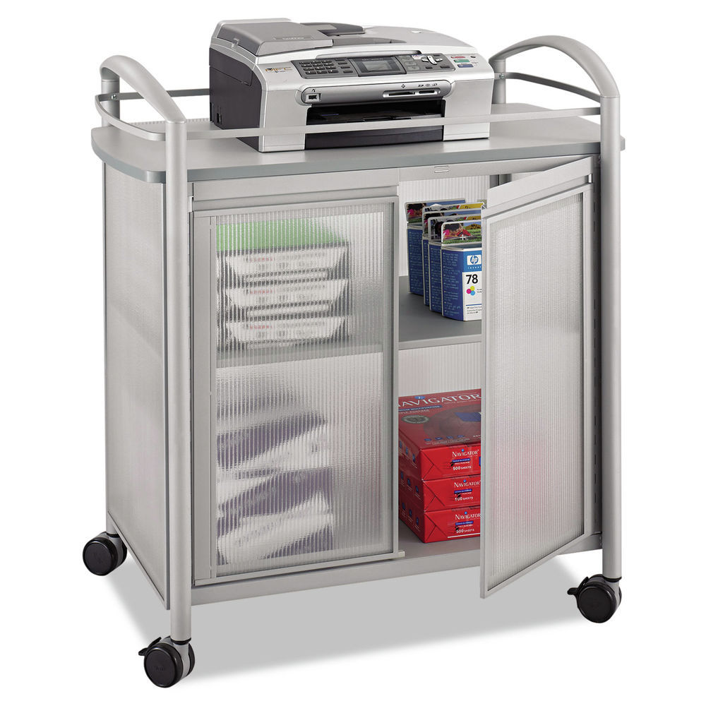 Safco Impromtu® Mobile Silver Refreshment Cart - 34"L x 21 1/4"D x 36 1/2"H