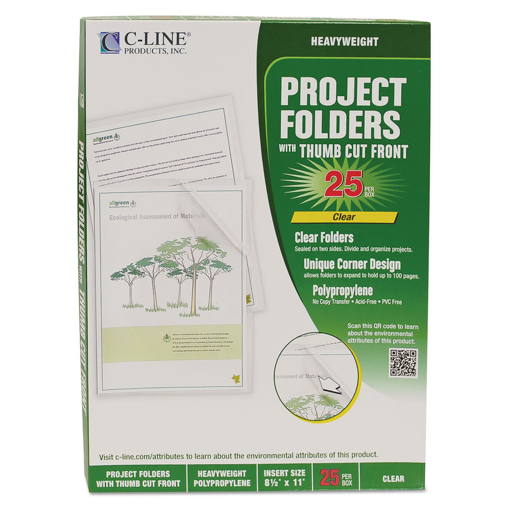 C-Line Specialty Project Folders, Letter Size, Clear, 25/box