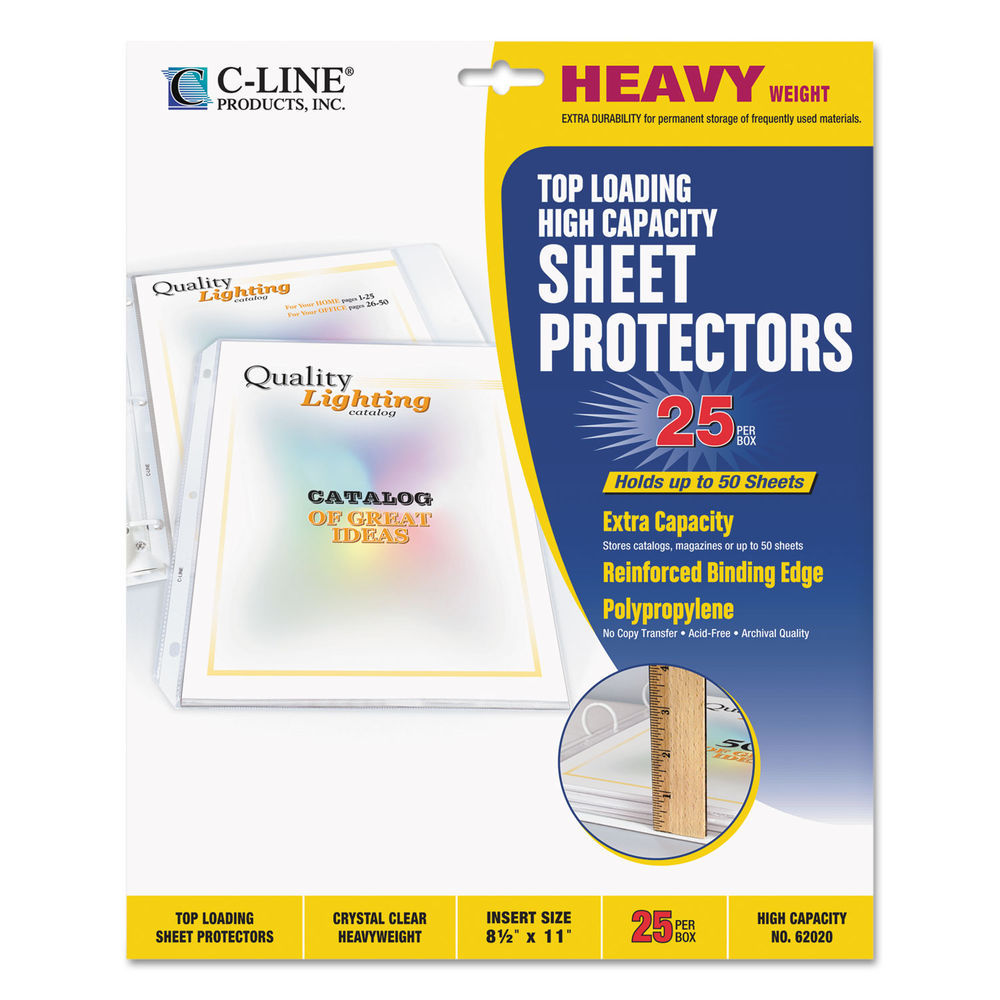 C-Line High Capacity Polypropylene Sheet Protectors, Clear, 50", 11 x 8 ...