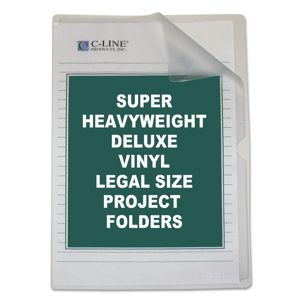C-Line Deluxe Vinyl Project Folders, Legal Size, Clear, 50/box