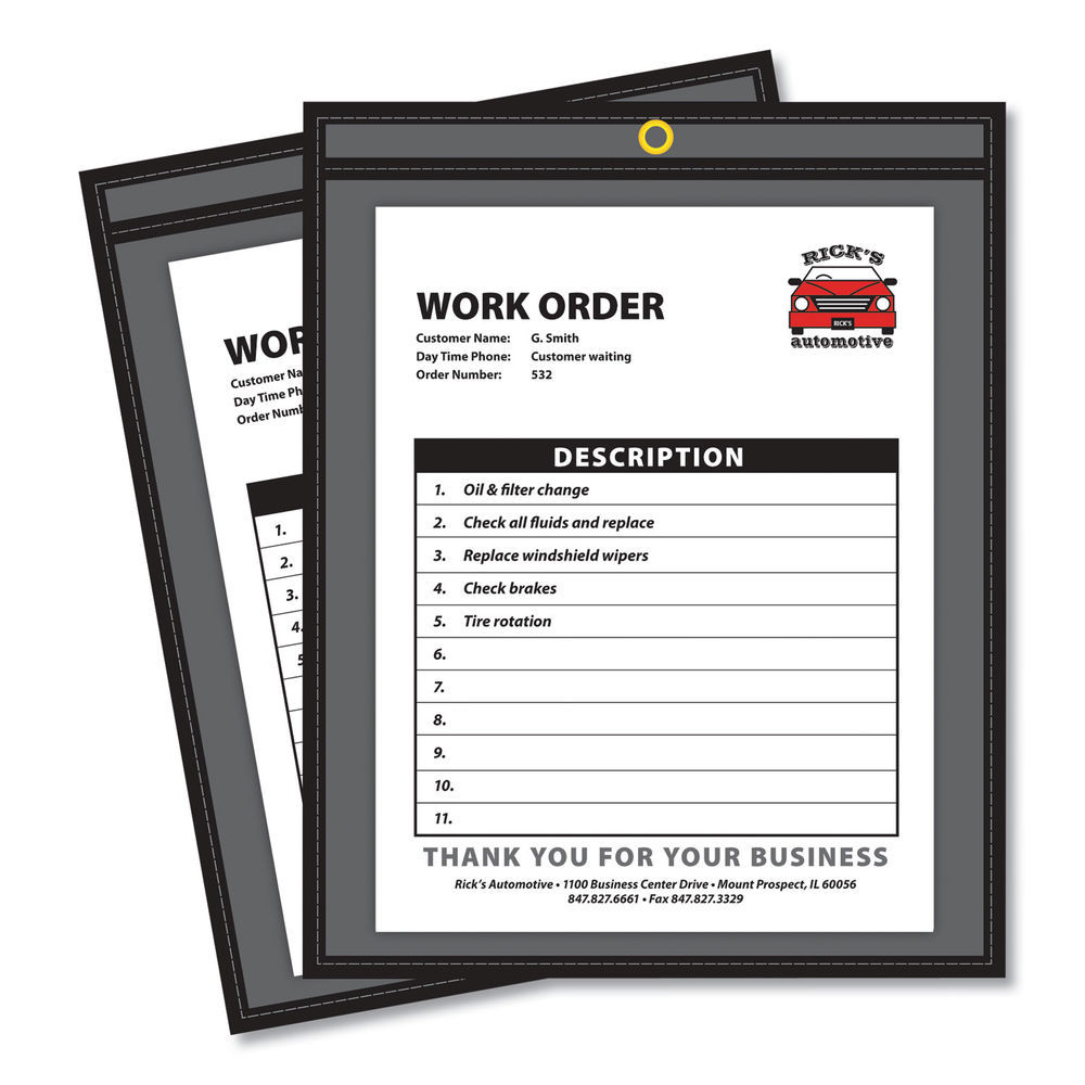 C-Line Shop Ticket Holders, Stitched, One Side Clear, 75 Sheets, 9 X 12 ...